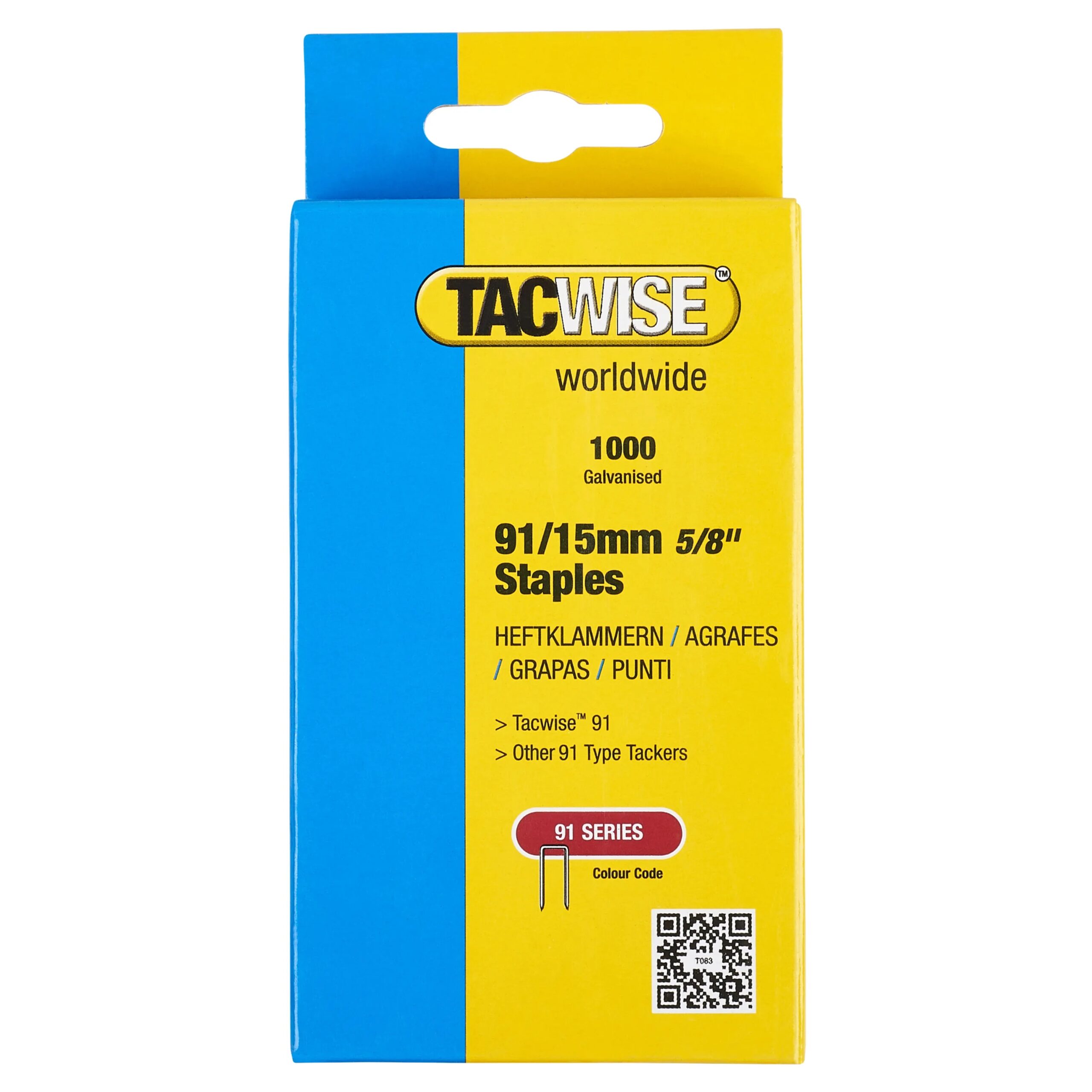 Tacwise 91 15mm Staples Galvanised - Largest Selection in Ireland
